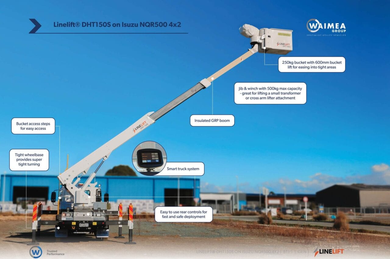 Linelift® DHT150S on Isuzu NQR500 4x2 Truck | Waimea Group NZ Ltd
